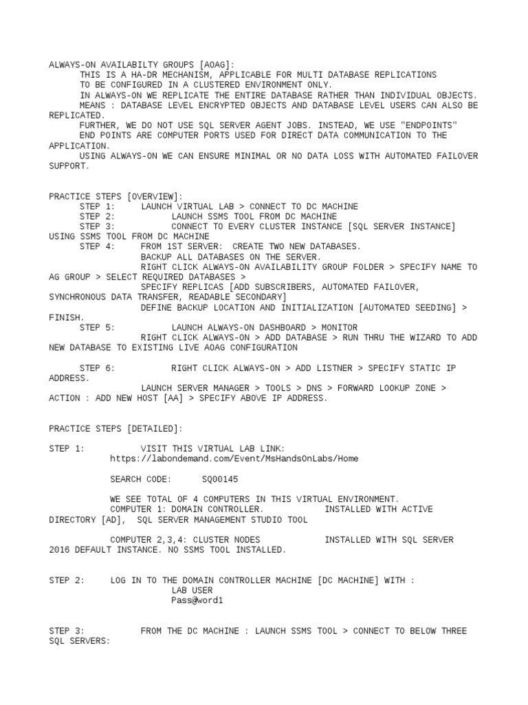 28 2 Always On Clusters Notes | PDF | Domain Name System | Databases