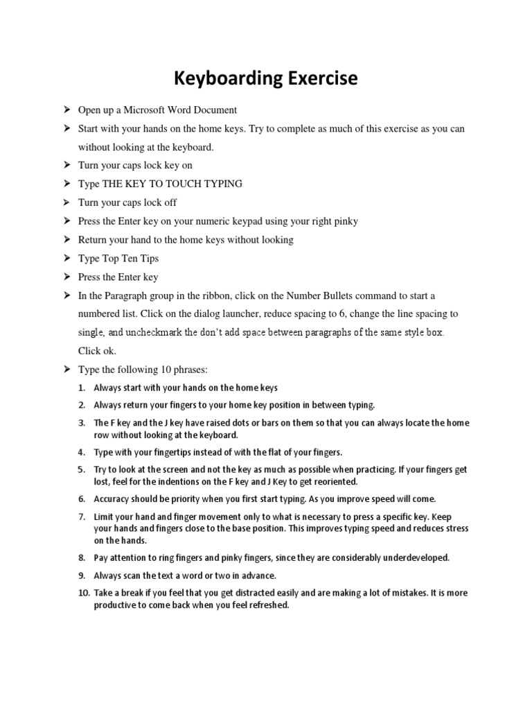 Keyboarding Exercise | PDF | Text | Input/Output