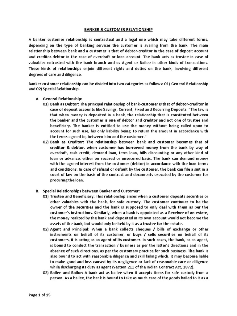 Banker & Customer Relationship | PDF | Debits And Credits | Lien