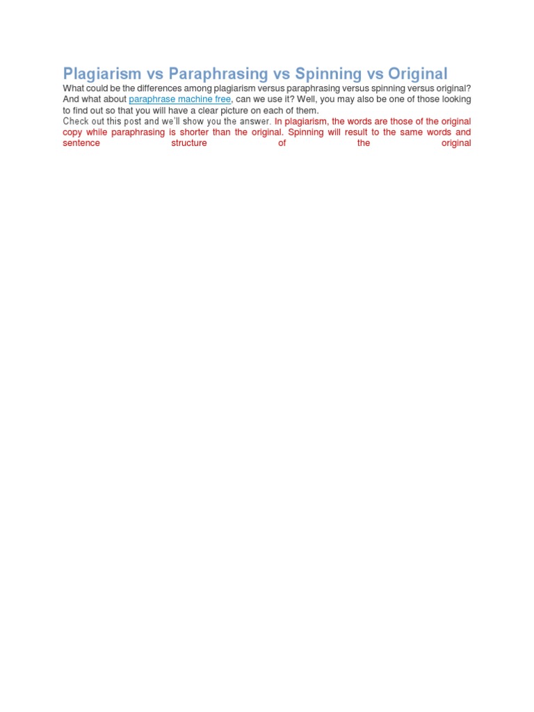 Plagiarism vs Paraphrasing Guide | PDF