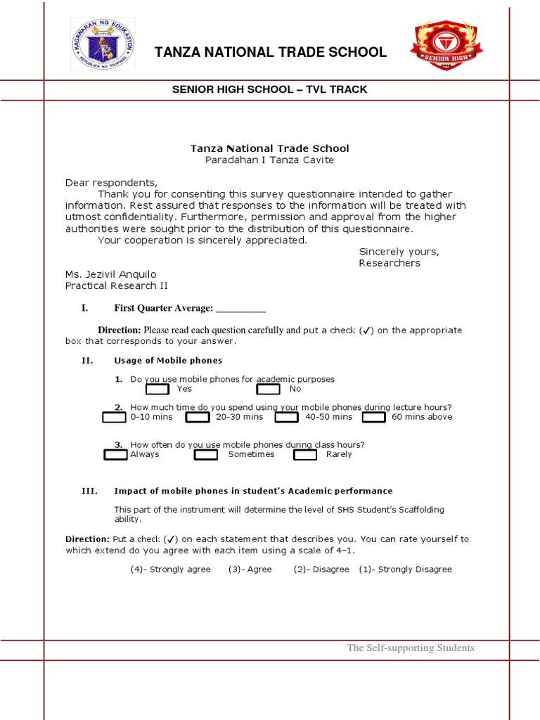 Tanza National Trade School: Senior High School - TVL Track | PDF ...