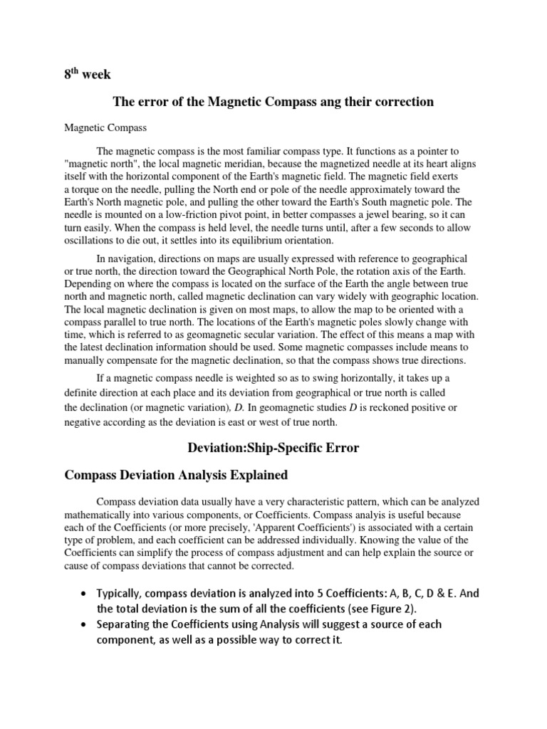 Correct Magnetic Compass Errors with Coefficient Analysis | PDF ...