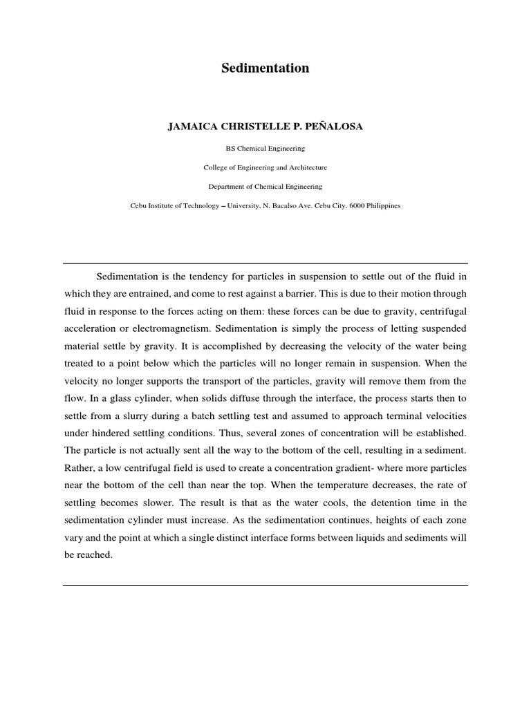 Sedimentation PDF | PDF | Chemical Engineering | Physical Sciences