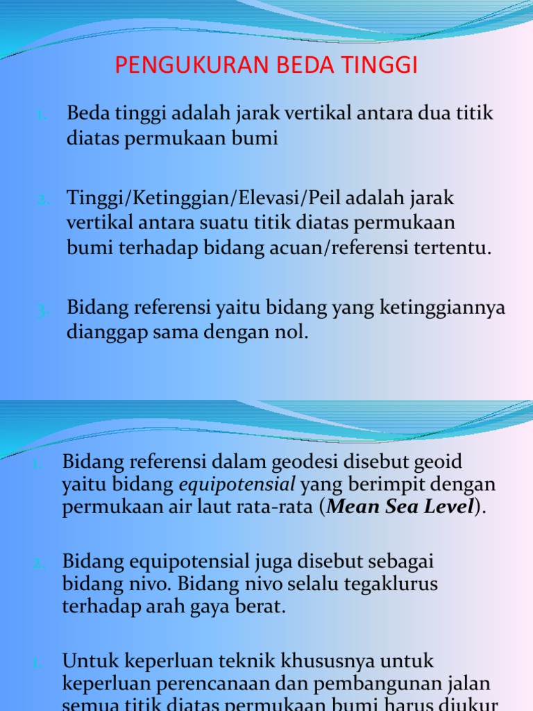 Metode Pengukuran Beda Tinggi | PDF