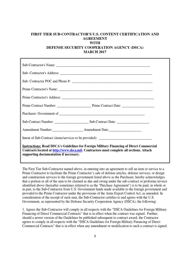 First Tier Subcontractor Certification Agreement | PDF | Bribery ...