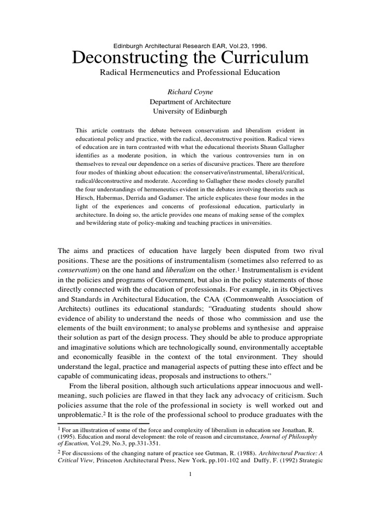 Deconstructing The Curriculum | PDF | Deconstruction | Hermeneutics