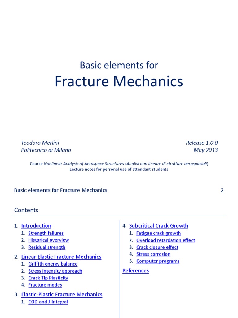 Fracture Mechanics: Basic Elements For | PDF | Fracture Mechanics ...