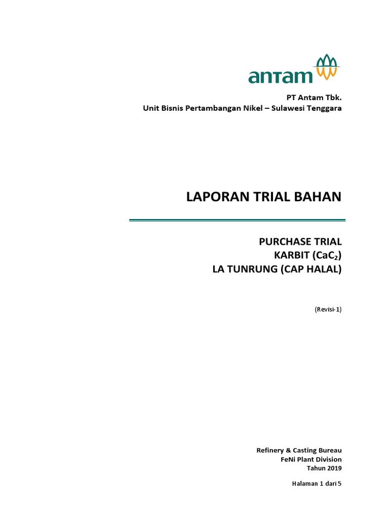 Laporan Trial Karbit La Tunrung (Cap Halal) 2 | PDF
