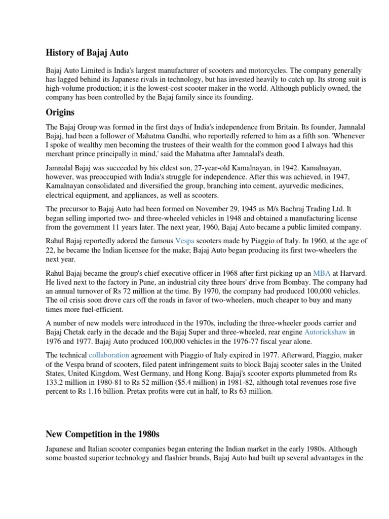 History of Bajaj Auto: Vespa | PDF | Intellectual Property | Motorcycle