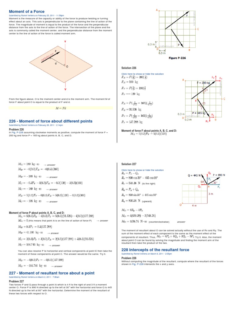 Understanding Moments of Forces in Mechanics | PDF | Trigonometric Functions | Torque