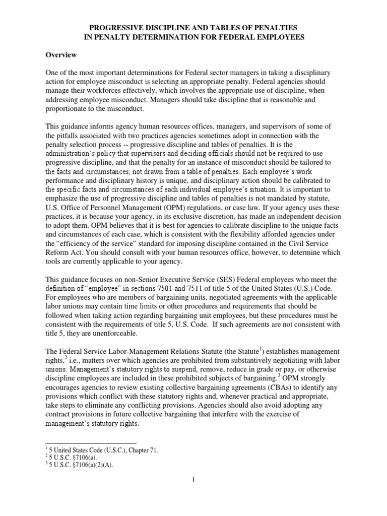 Guidance On The Use of Progressive Discipline and Tables of Penalties ...