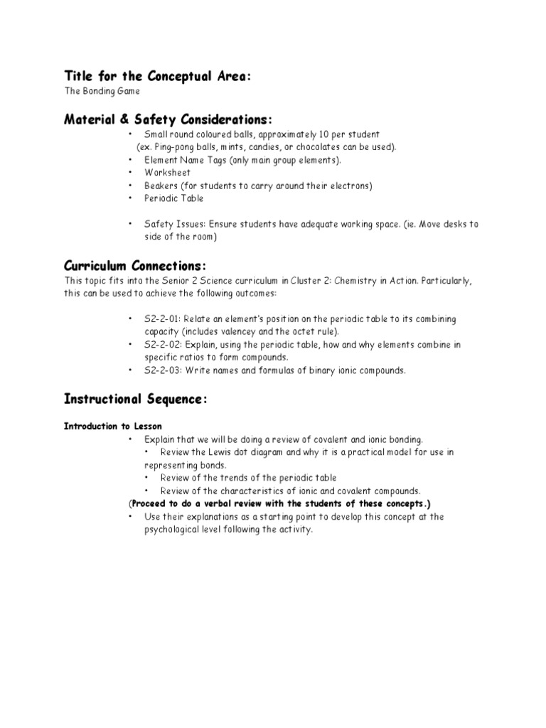 Lesson Plan Ionic Bonding - Lesson | PDF | Chemical Bond | Covalent Bond