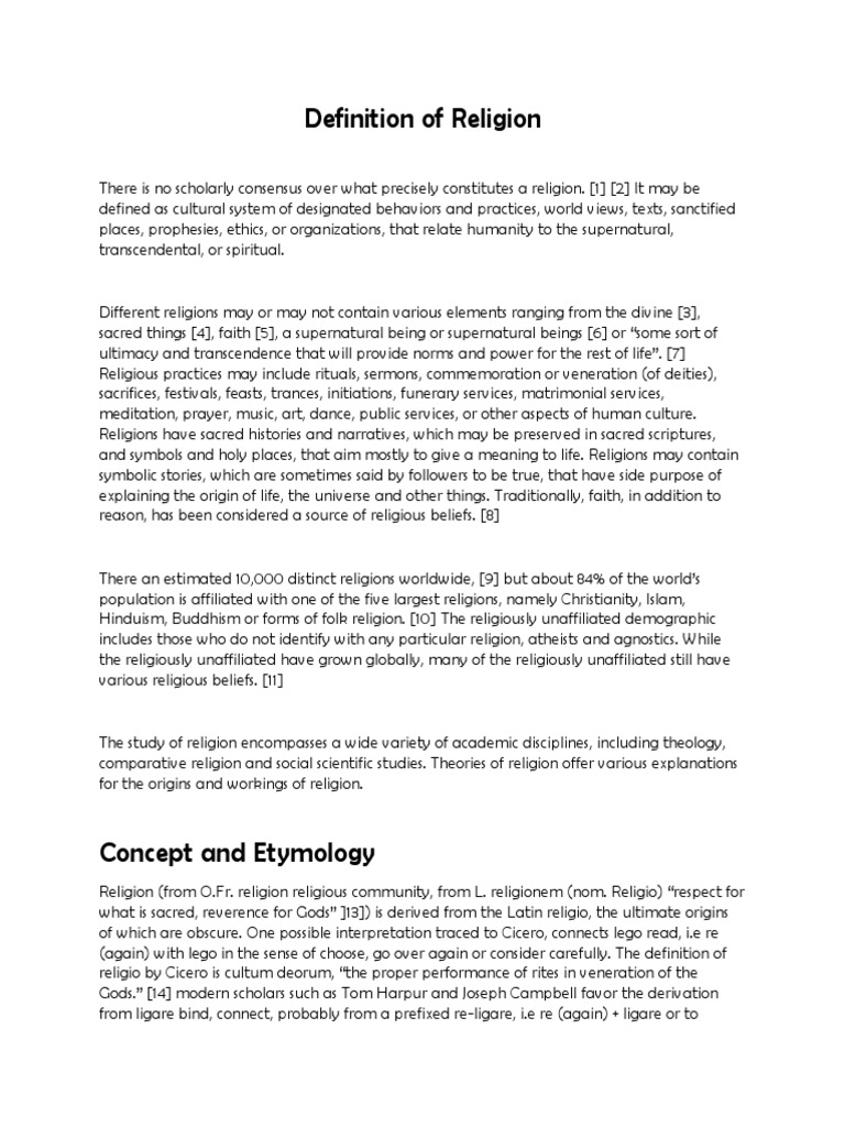 Definition of Religion | PDF | Religious Behaviour And Experience ...
