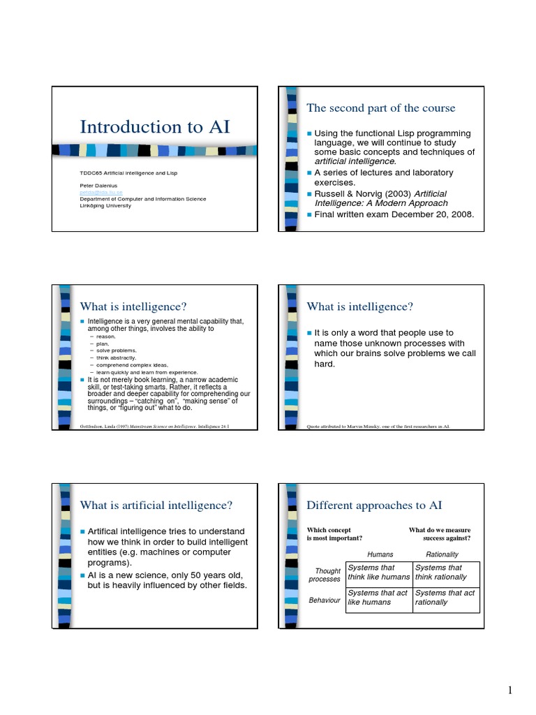 Introduction To AI: The Second Part of The Course | PDF | Intelligence ...