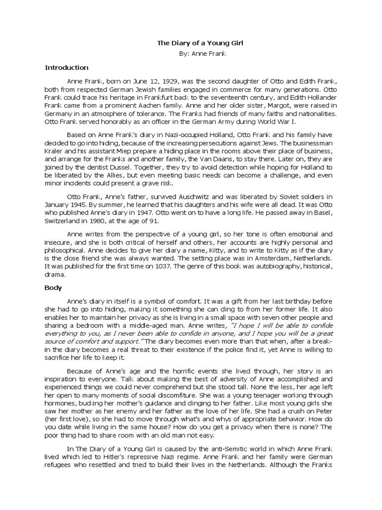 The Diary of A Young Girl | PDF | Anne Frank | Unrest