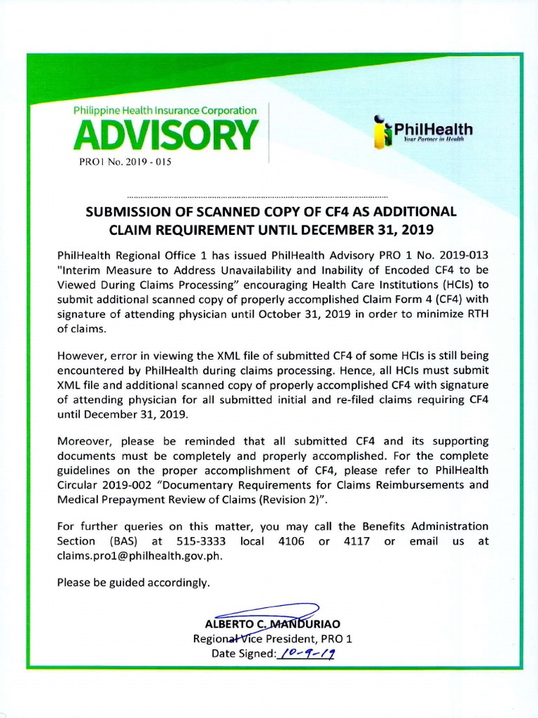 PA - PRO1 2019-015 Submission of Scanned Copy of CF4 As Additional ...