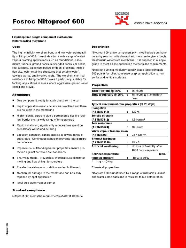 NITOPROOF | PDF | Concrete | Materials