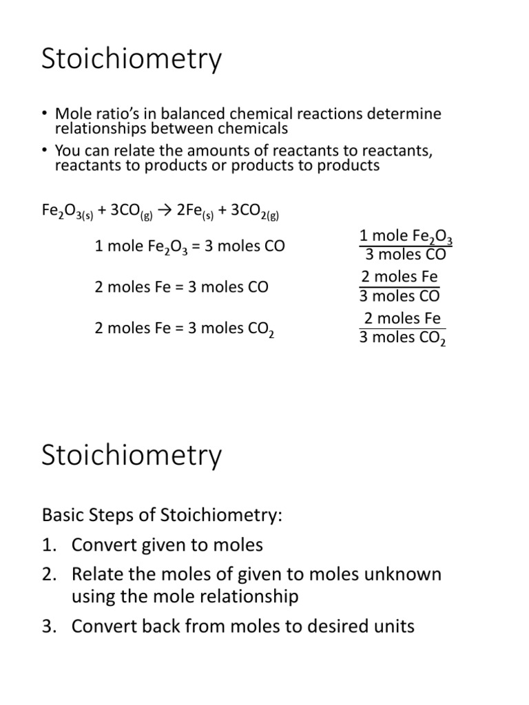 Stoichiometry PDF | PDF | Mass Concentration (Chemistry) | Stoichiometry