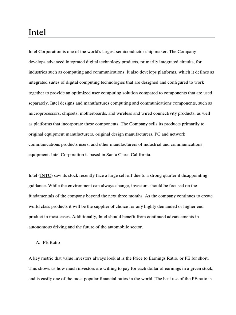 Intel Stocking Analysis | PDF | Stocks | Intel