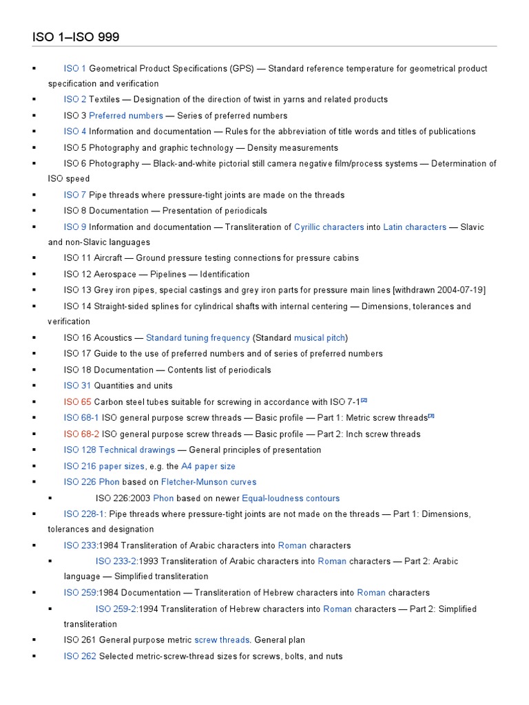 Iso 1-Iso 999 | PDF | Screw | Computing