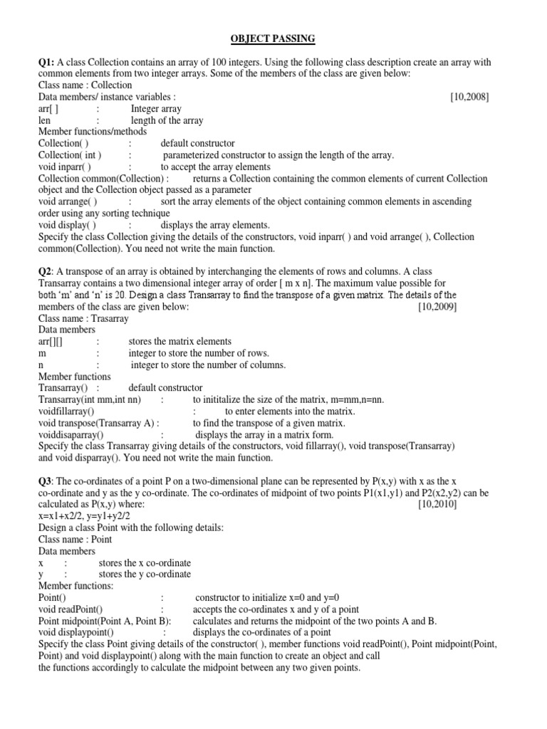 Object Passing | Download Free PDF | Constructor (Object Oriented Programming) | Programming
