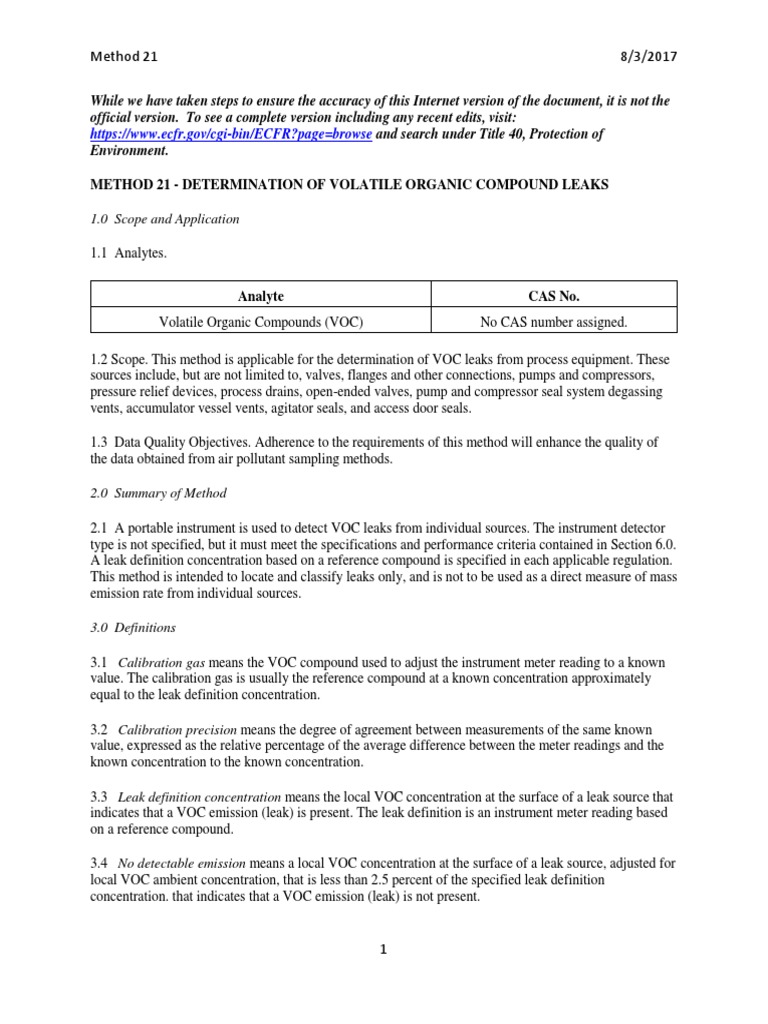 Method 21 8/3/2017: Method 21 - Determination of Volatile Organic ...