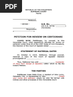 Petition For Review On Certiorari - Rule 45 Sample | PDF | Declaratory Judgment | Judgment (Law)