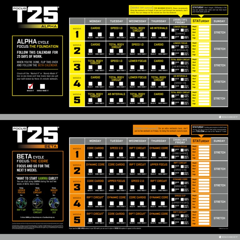 T25 FoundationCalendar | PDF | Physical Exercise | Determinants Of Health
