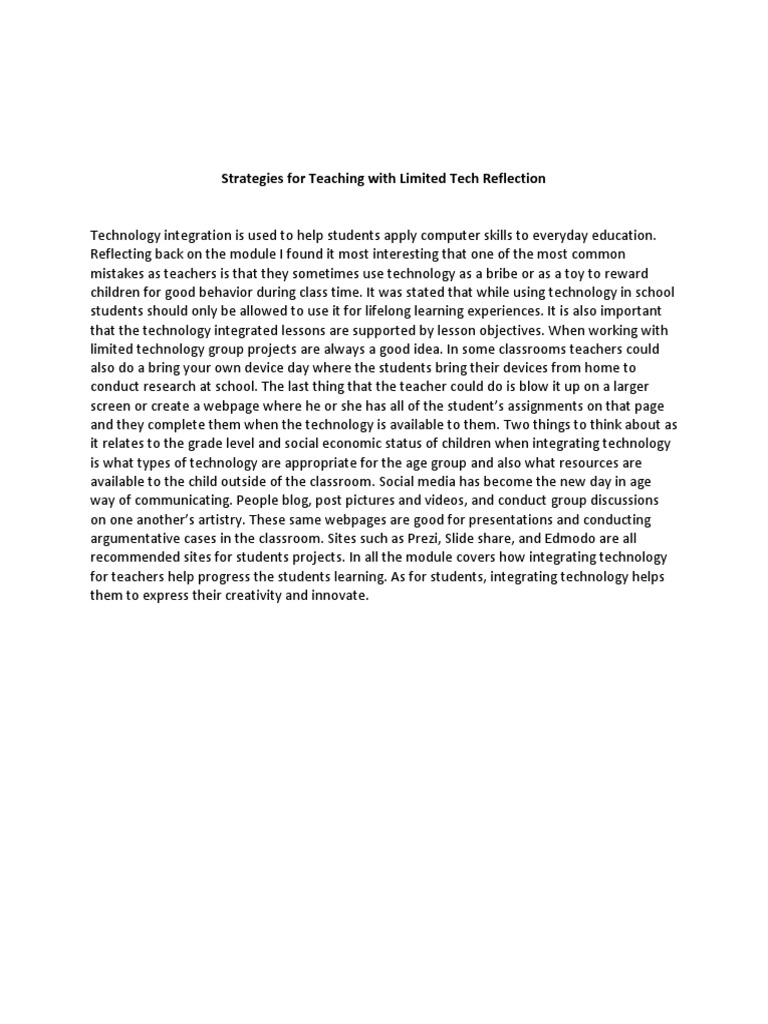 Idt Integrating Technolofy Reflection | PDF