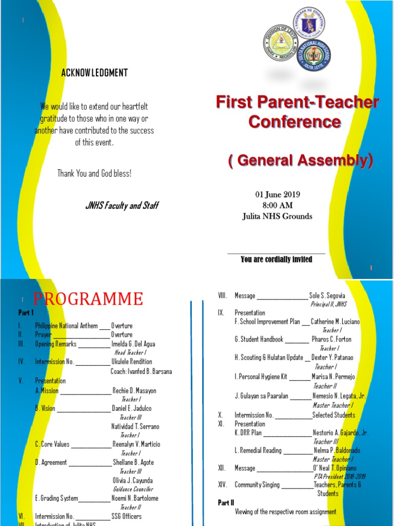 First Parent-Teacher Conference Program | PDF