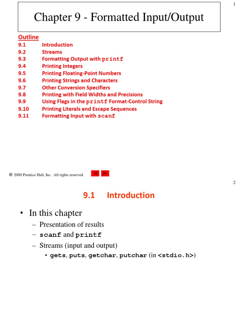 Chapter 9 - Formatted Input/Output: Outline | Download Free PDF | Pointer (Computer Programming ...
