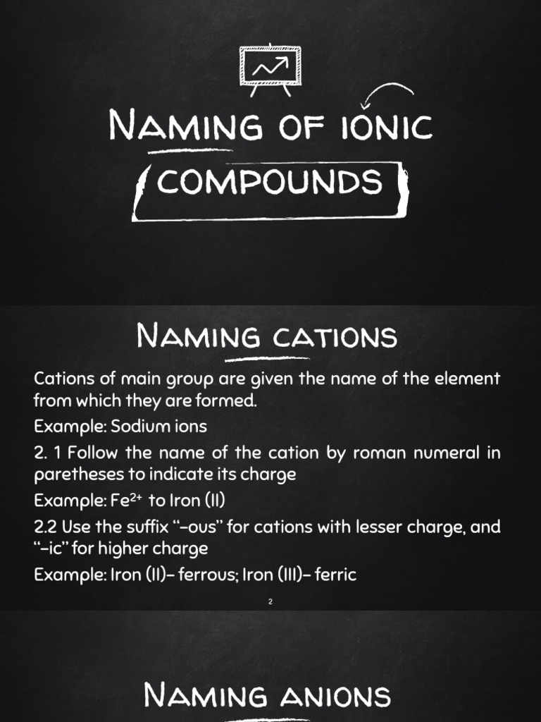 Naming of Ionic Compounds | PDF | Ion | Alkane