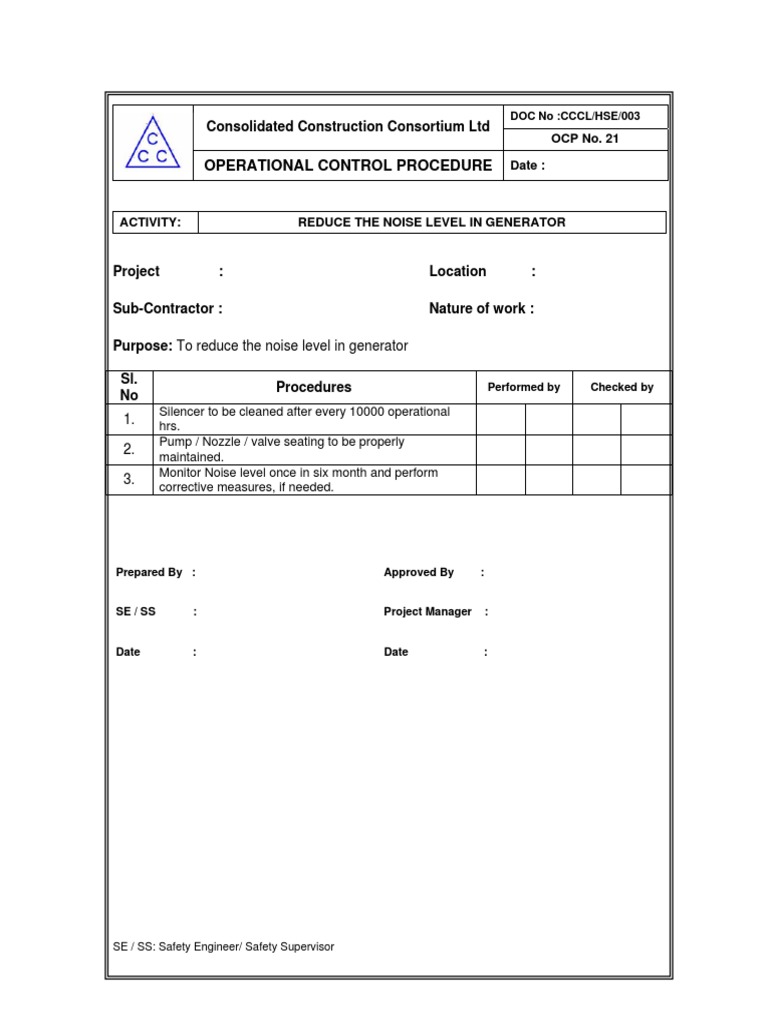 Operational Control Procedure: Consolidated Construction Consortium LTD ...