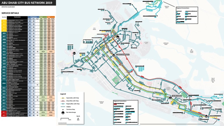Bus Network Map Abu Dhabi City Effective 2019-07-31 | PDF | Middle East ...