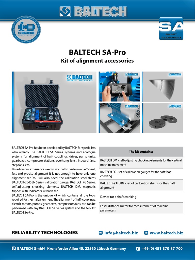 Baltech Sa-Pro: Kit of Alignment Accessories | PDF