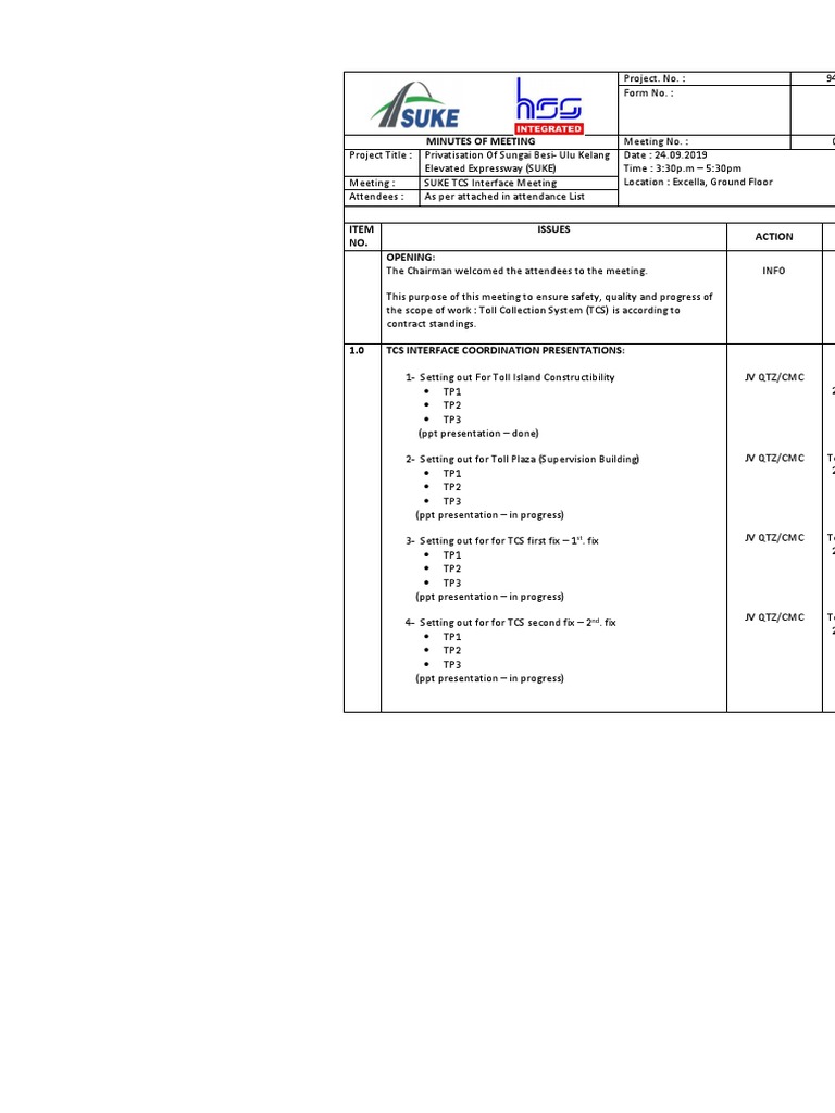 SUKE TCS Interface Meeting Minutes | PDF | Business