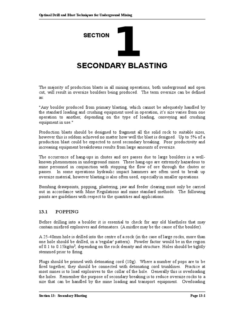 13 Secondary Blasting | PDF | Nature