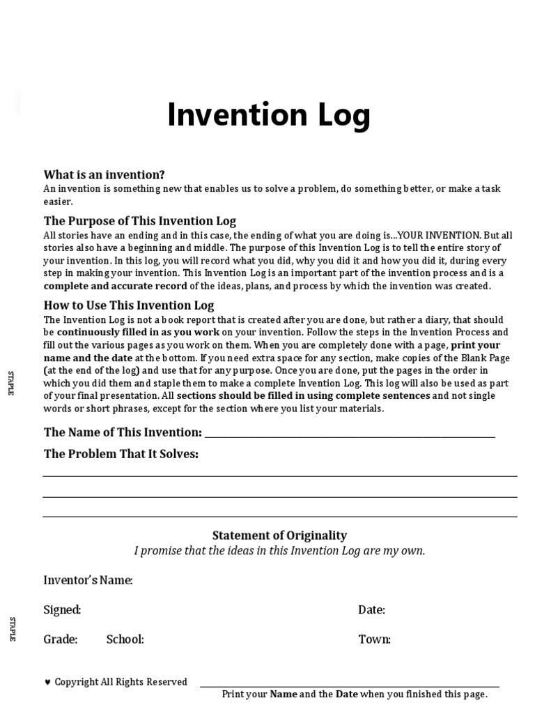 Invention Log: What Is An Invention? | Download Free PDF | Invention ...