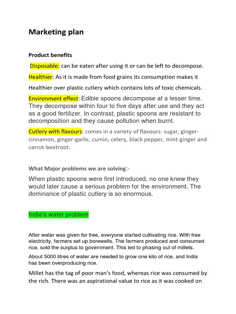 Marketing Plan: Product Benefits Disposable: Can Be Eaten After Using ...