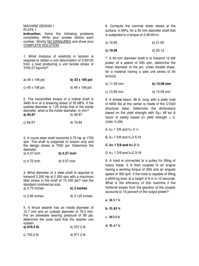 Instruction: Solve The Following Problems | PDF | Strength Of Materials ...