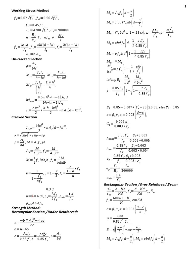 1-Reinforced Concrete Equations1 | PDF | Economic Sectors | Applied And ...