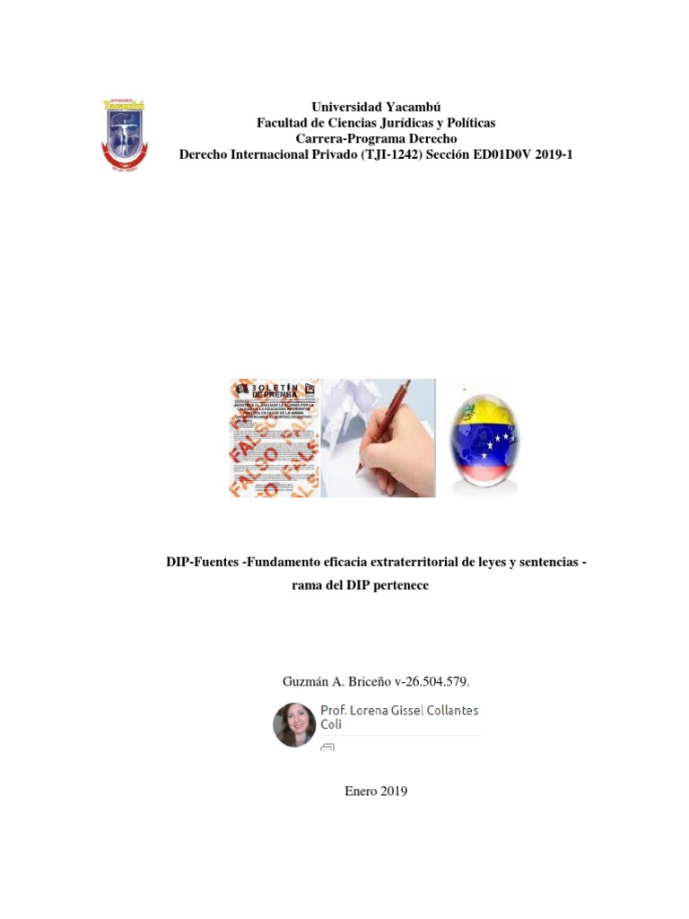 1 DIP-Fuentes - Fundamento Eficacia Extraterritorial de Leyes y ...