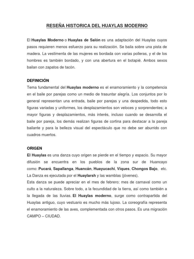 Reseña Historica Del Huaylas Moderno | PDF