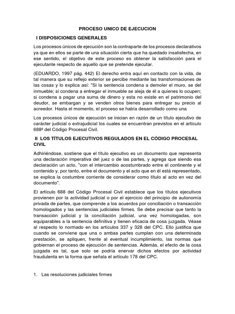 Proceso Unico de Ejecucion Disposiciones Generales Katerin | PDF ...