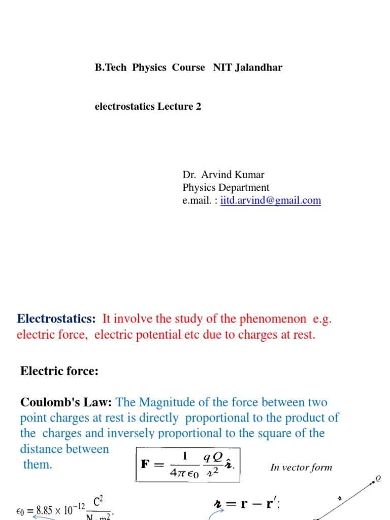 B.Tech Physics Course NIT Jalandhar: Dr. Arvind Kumar Physics Department E.mail. | PDF ...