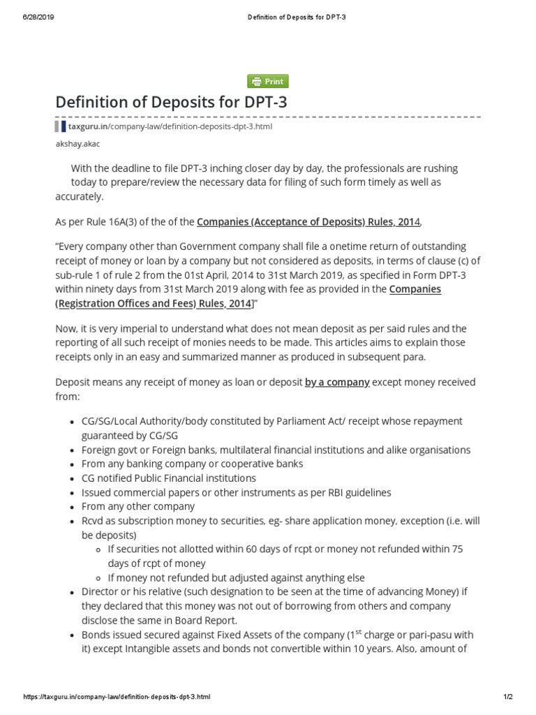 Definition of Deposits For DPT-3 | PDF | Loans | Financial Services