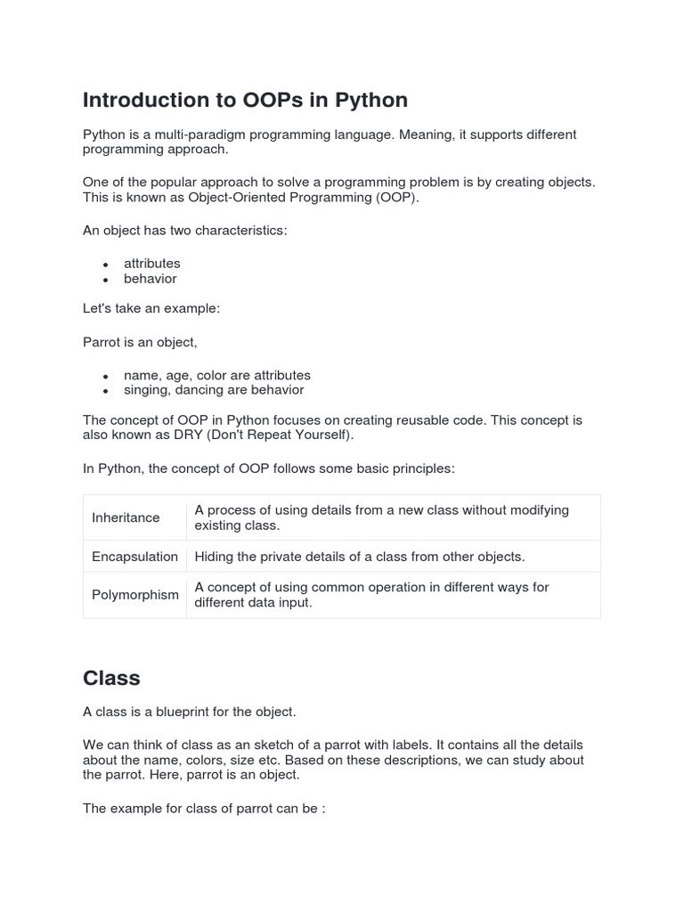 12 OOPS in Python | PDF | Object Oriented Programming | Class (Computer ...
