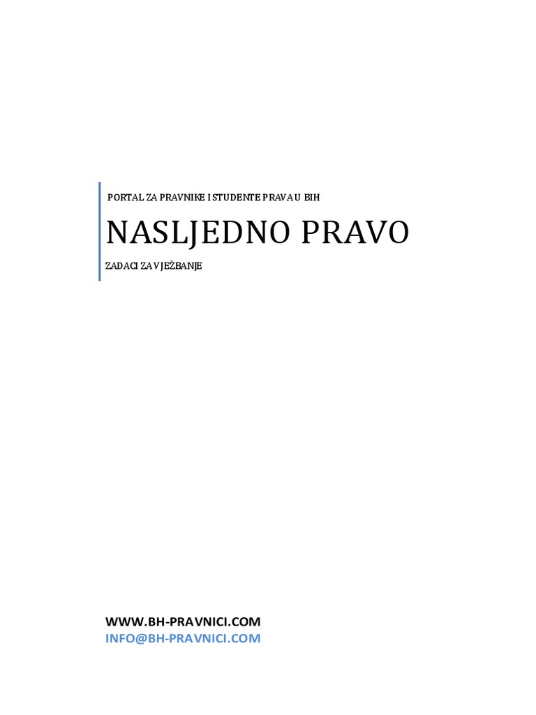 Nasljedno Pravo - Zadaci Za Vježbanje | PDF