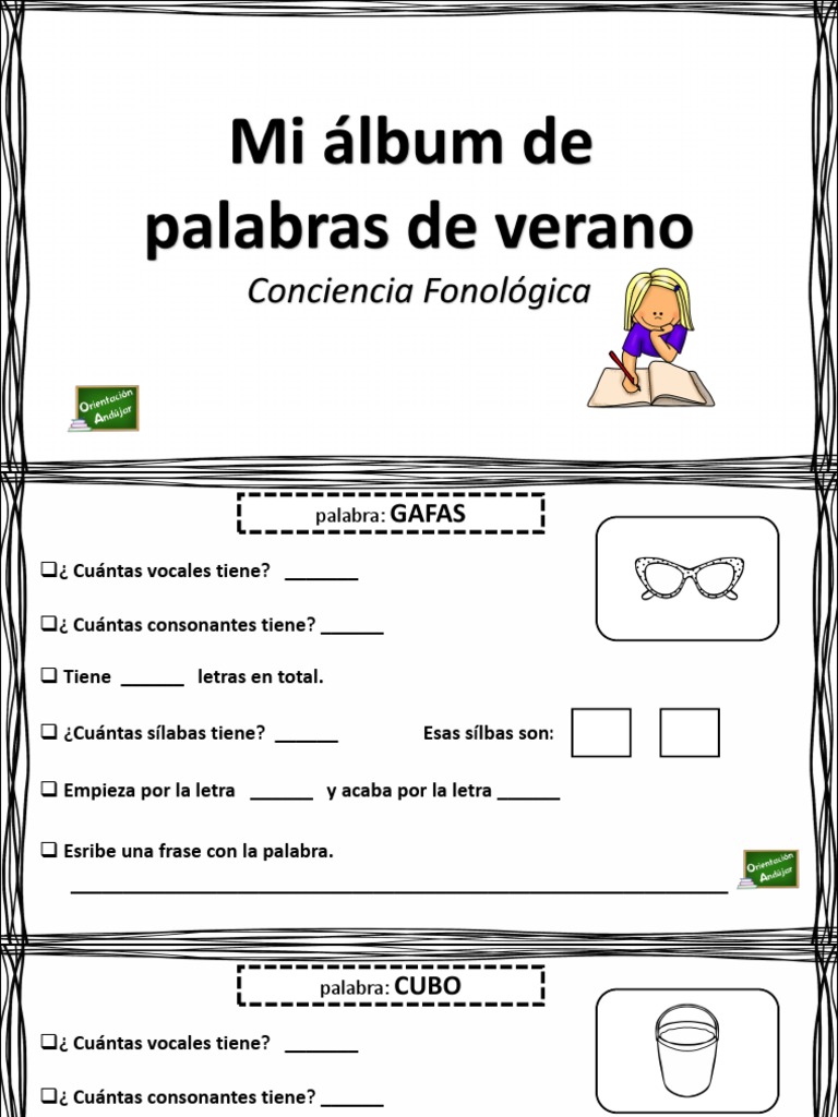 Album-Palabras-Verano FONOLOGICA IMPRIMIR PDF | PDF | Sílaba | Semiótica