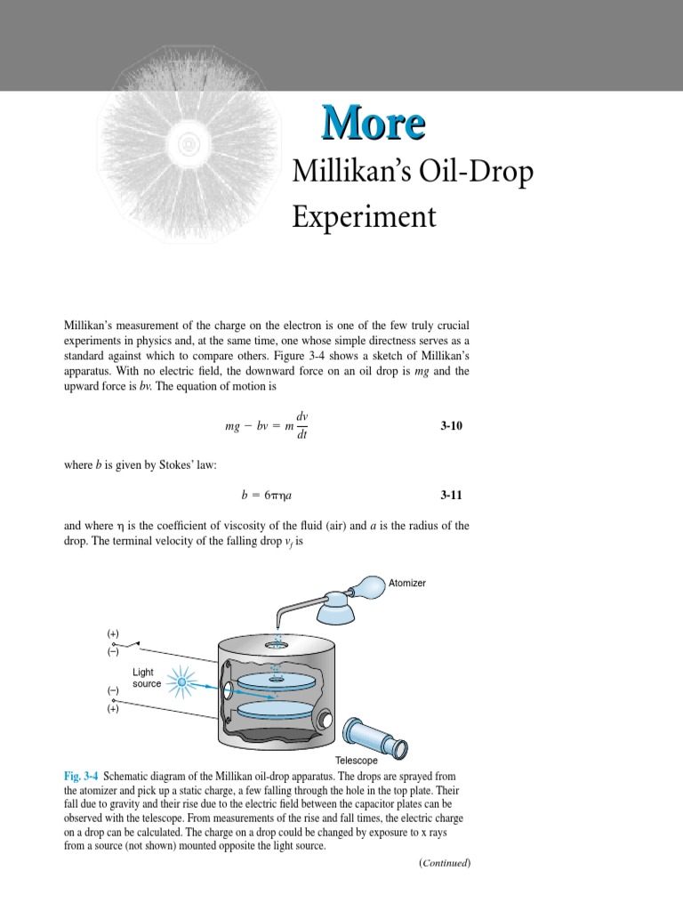 Millikan Oil-Drop Experiment Analysis | PDF | Quantity | Physics